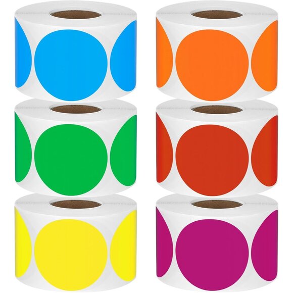 Other | 360 Pcs 2 Round Color Coding Circle Dot Labels On 6 Rolls 600 ...